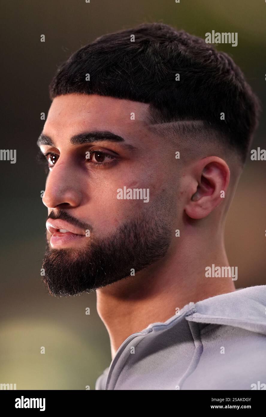 Adam Azim is interviewed following a press conference at BOXPARK ...