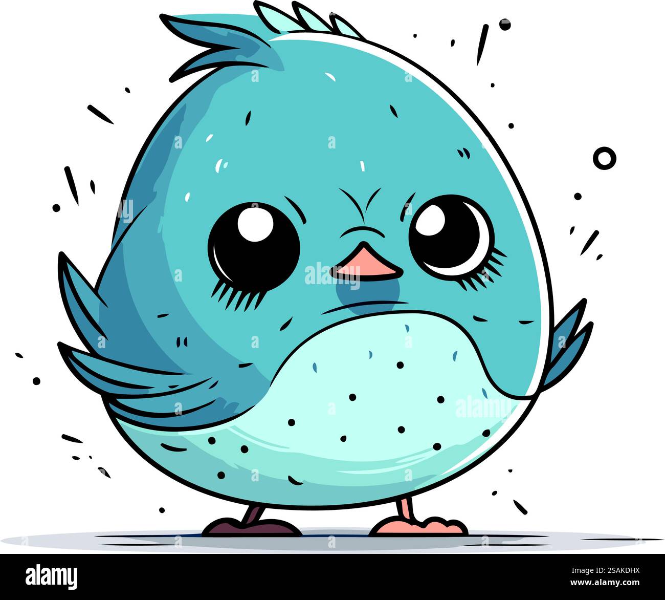 Cute blue bird cartoon isolated on white background. Vector ...