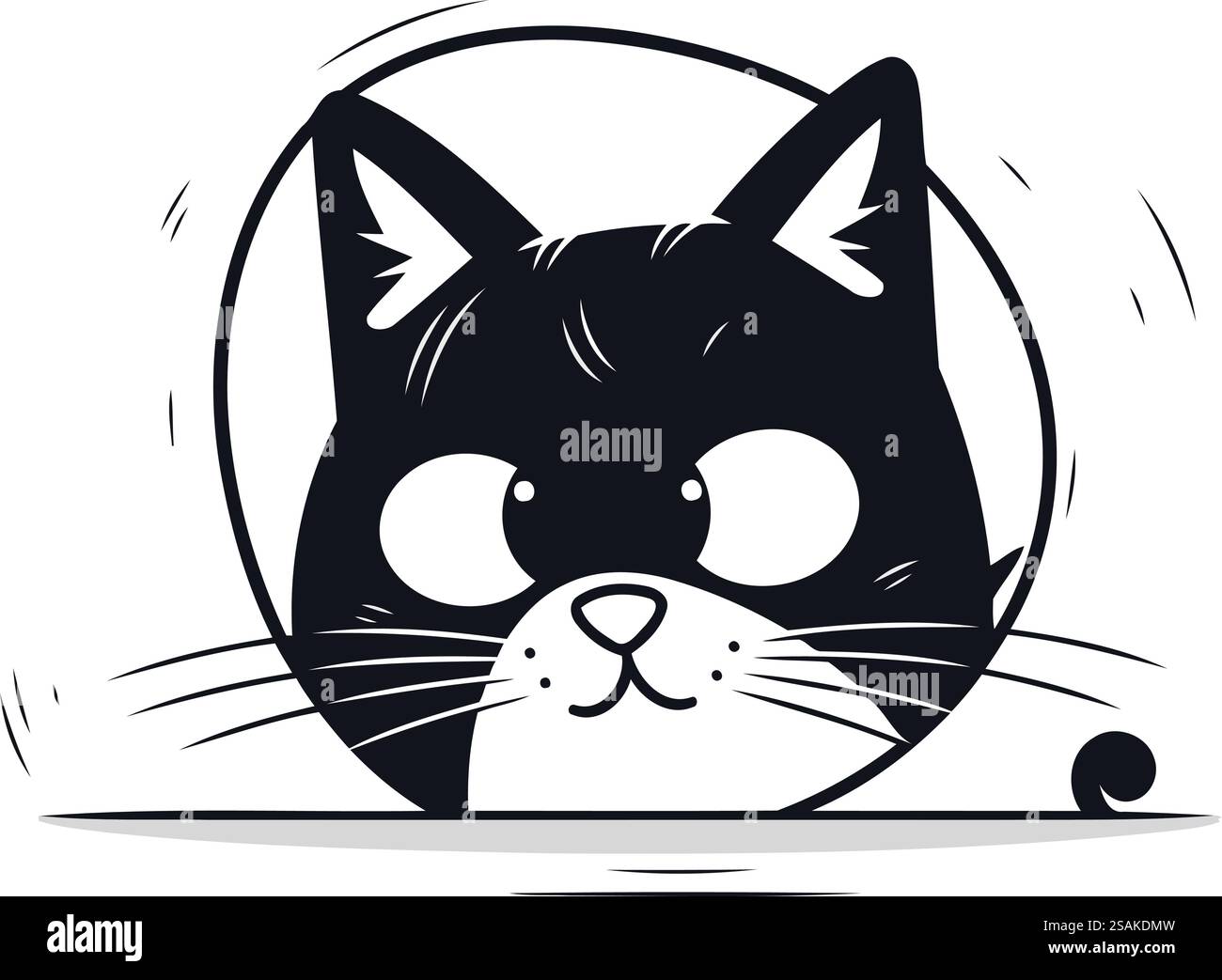 Black cat head isolated on white background. Vector illustration. Eps ...