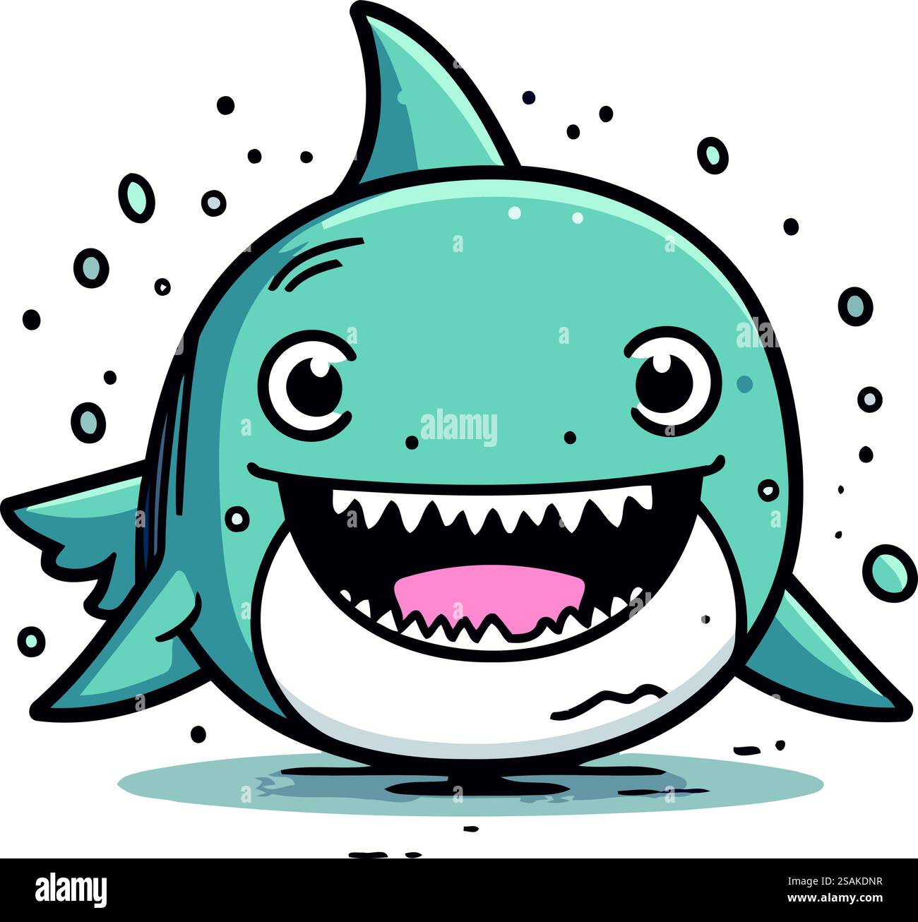 Cute cartoon shark. Vector illustration of a sea animal character Stock ...