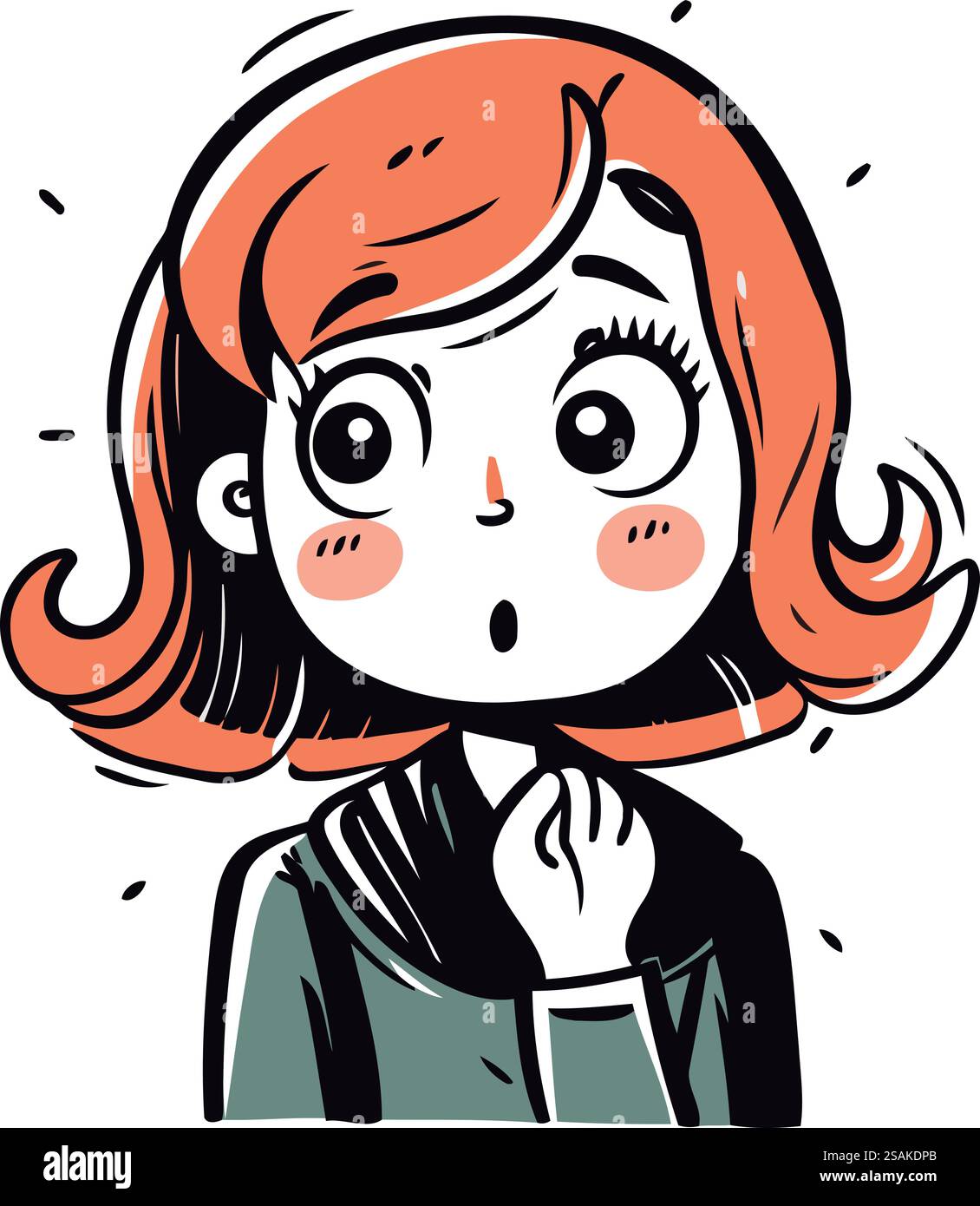 Illustration of a young woman with a surprised expression. Vector Stock ...