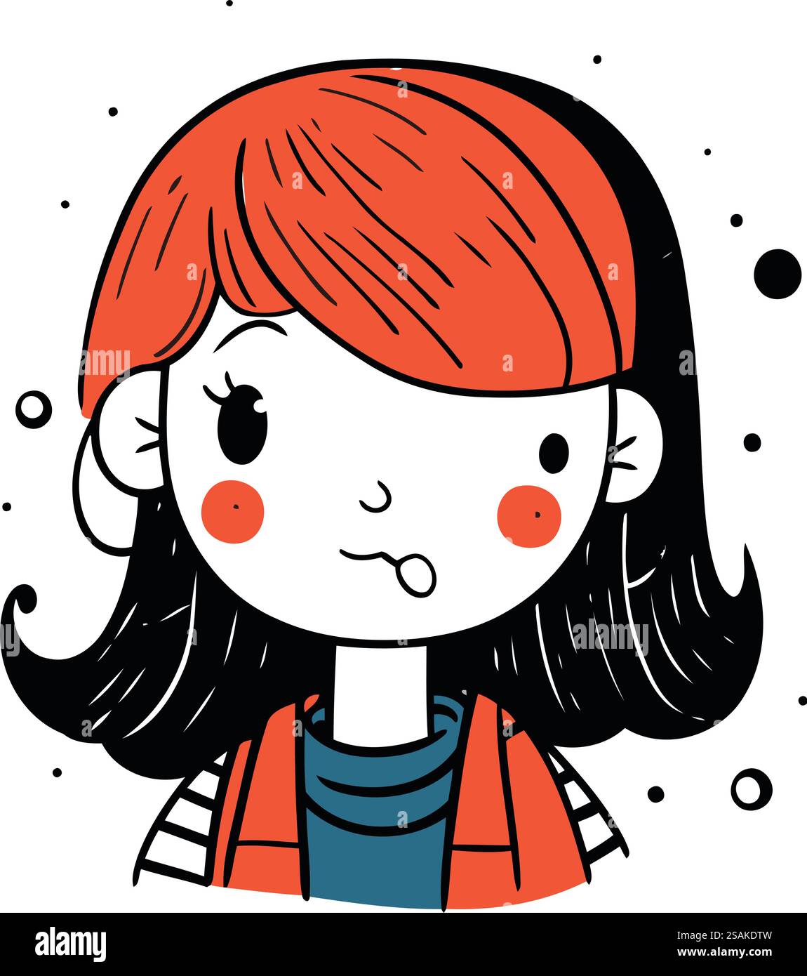 Cute little girl with red hair. Vector illustration in cartoon style ...