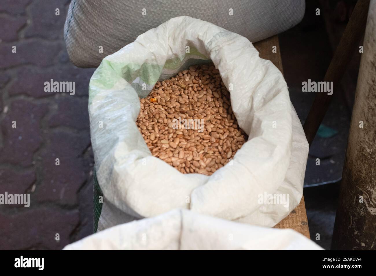 Beans for sale at a stand. Legume seed rich in nutrients such as ...