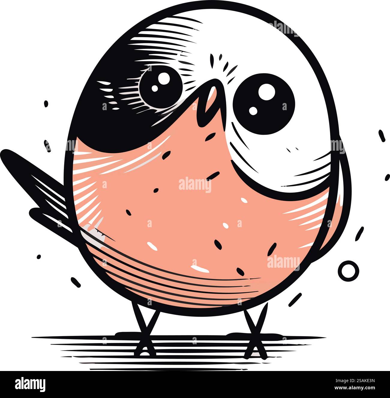 Vector illustration of a cute little bird. Hand drawn cartoon character ...