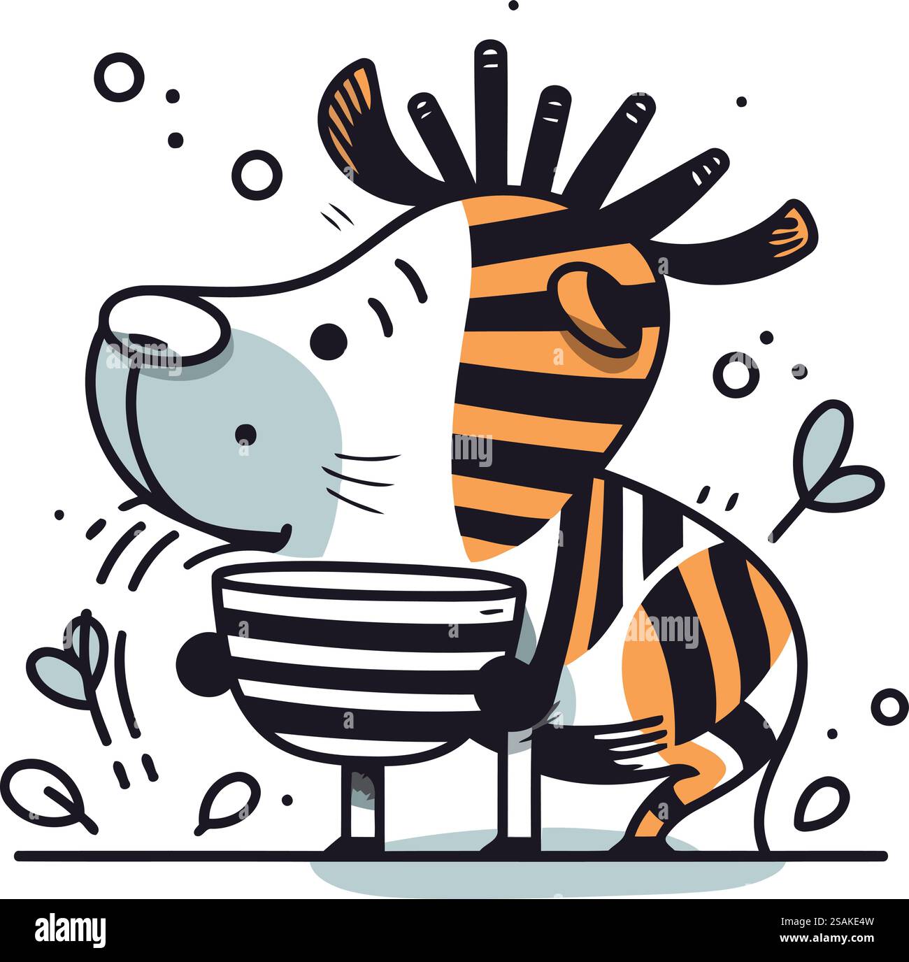 Cute zebra with a cup of coffee. Vector illustration Stock Vector Image ...