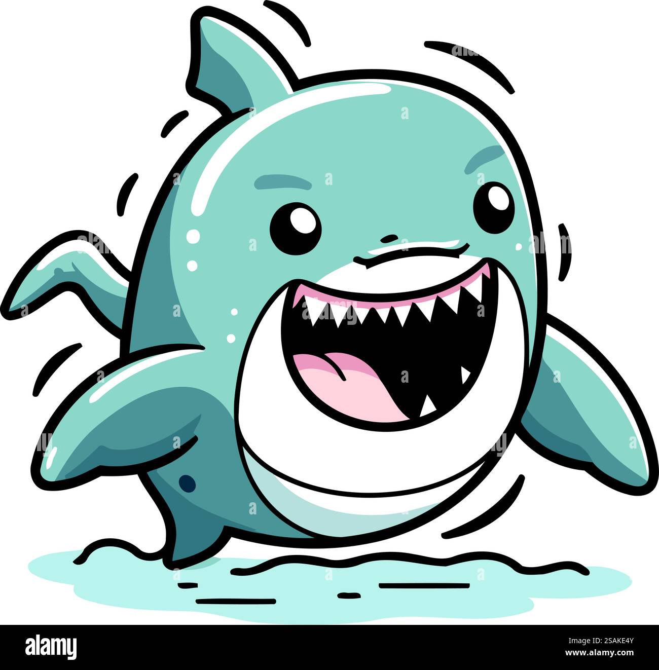 Shark cartoon character. Vector illustration of a funny cartoon shark ...