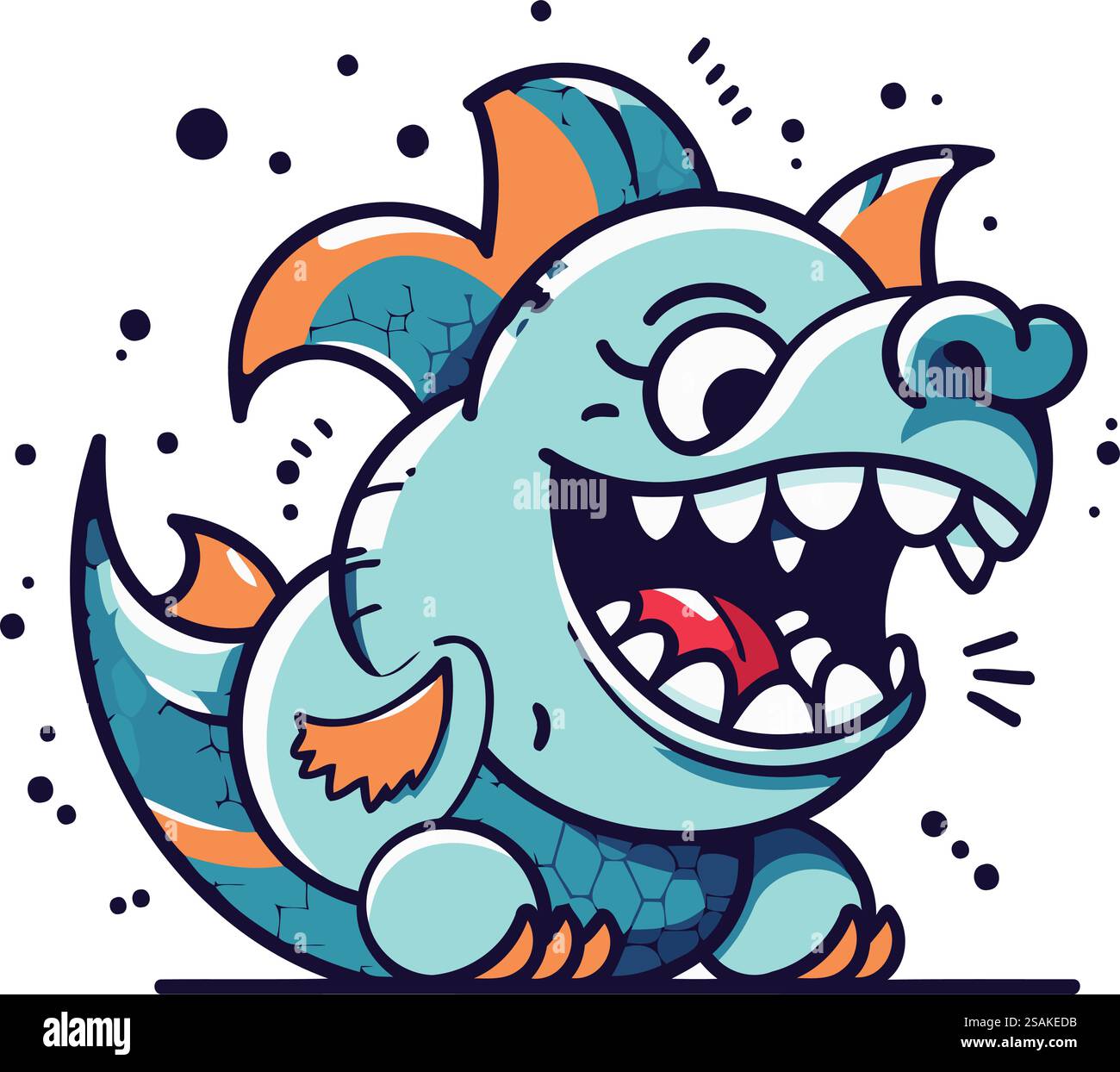 Funny cartoon dragon. Vector illustration. Isolated on white background ...