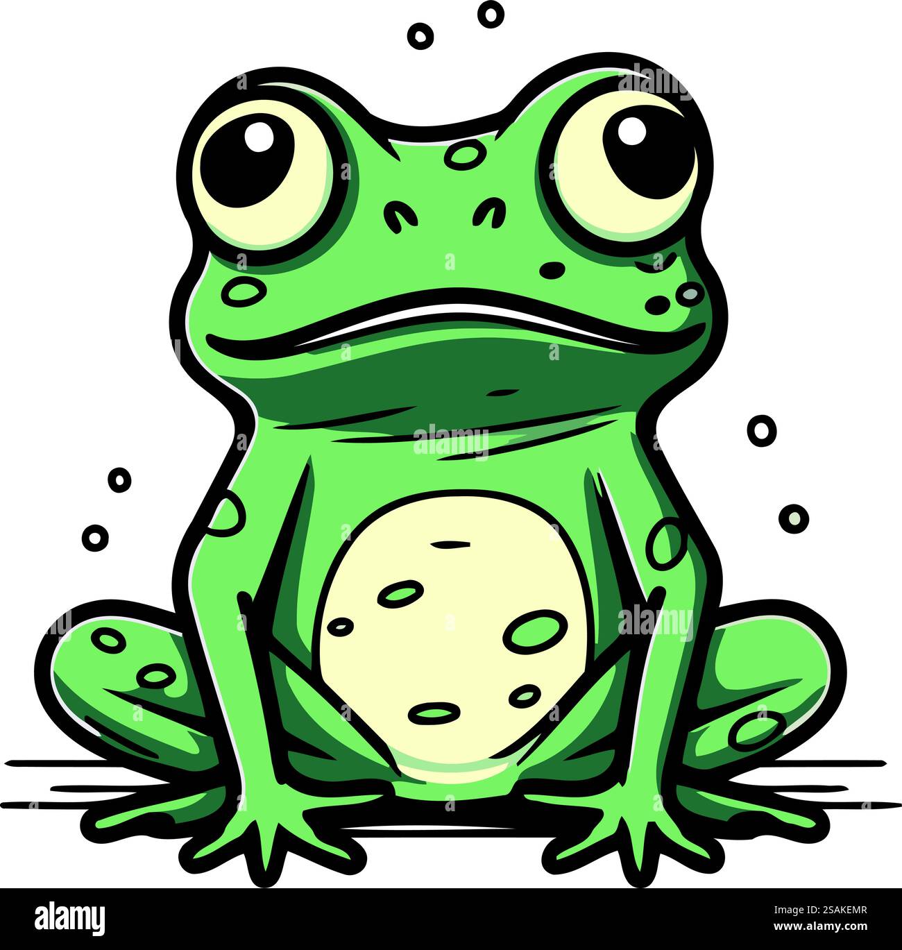Cute cartoon green frog isolated on white background. Vector ...