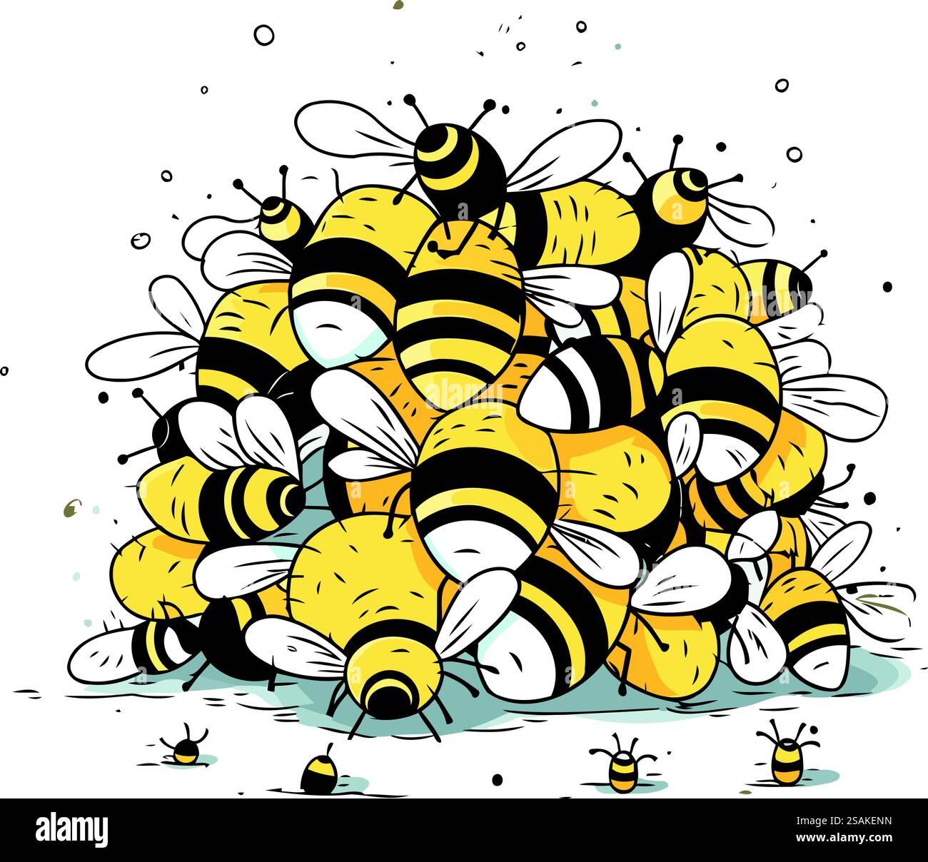 Illustration of a group of bees. Vector illustration on white ...