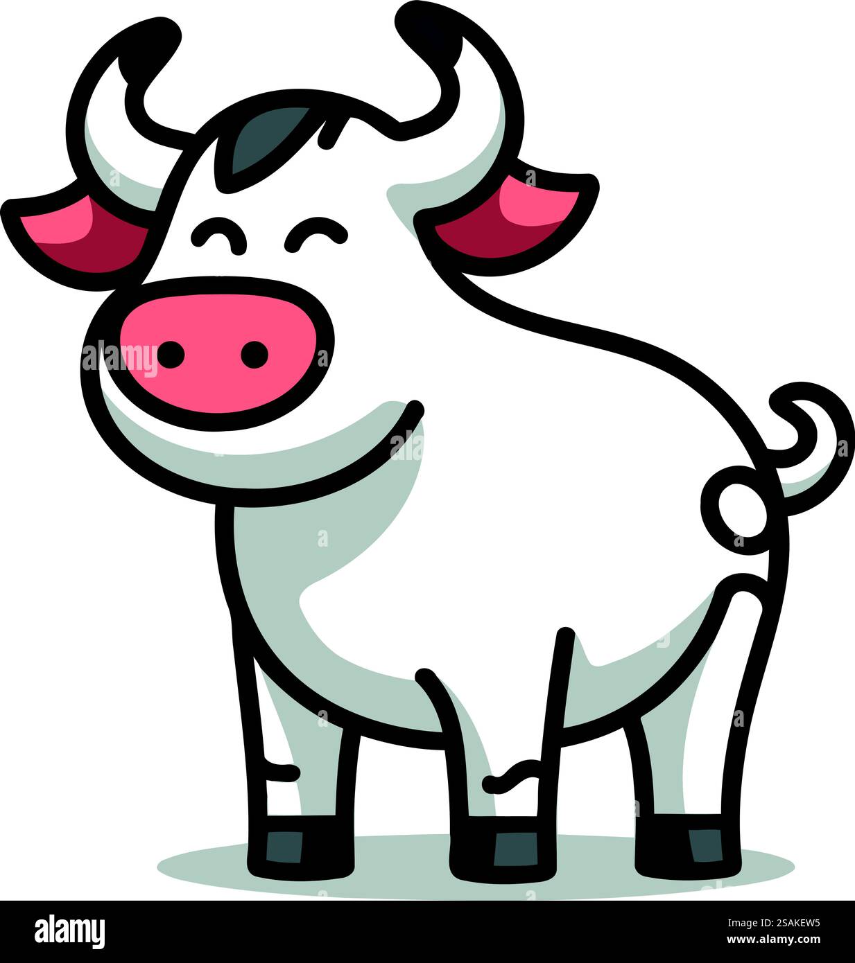 Cute cartoon cow. Vector illustration. Isolated on white background ...