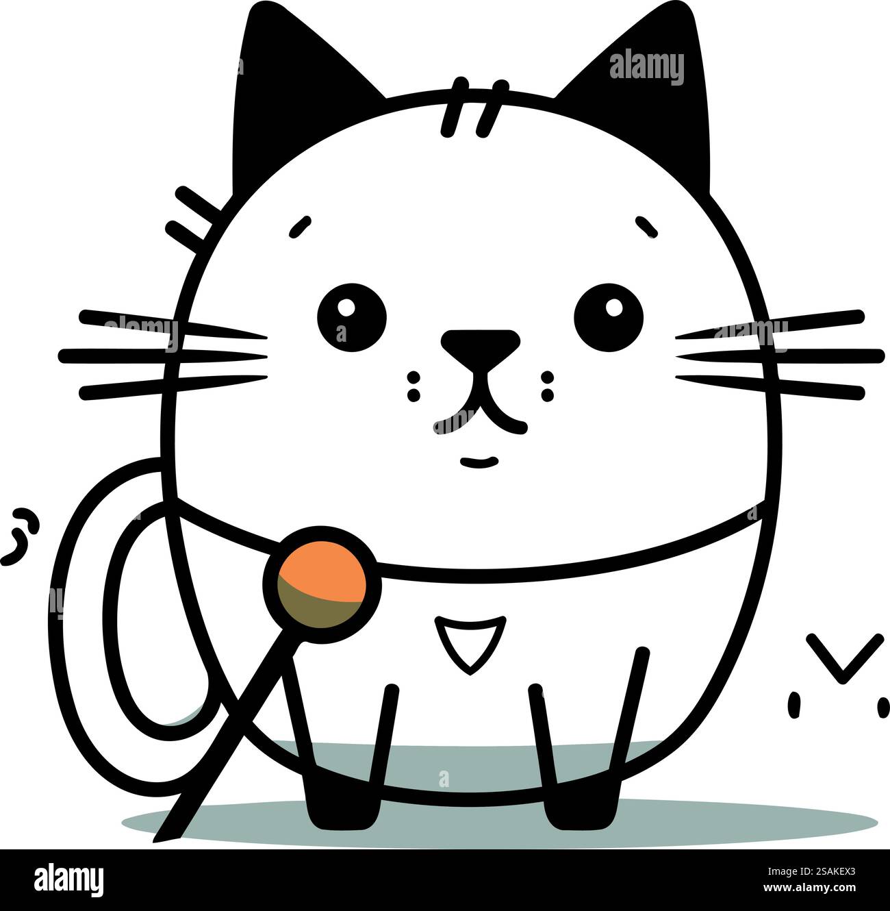 Cute cat singing karaoke vector illustration. Cute cartoon cat singing ...