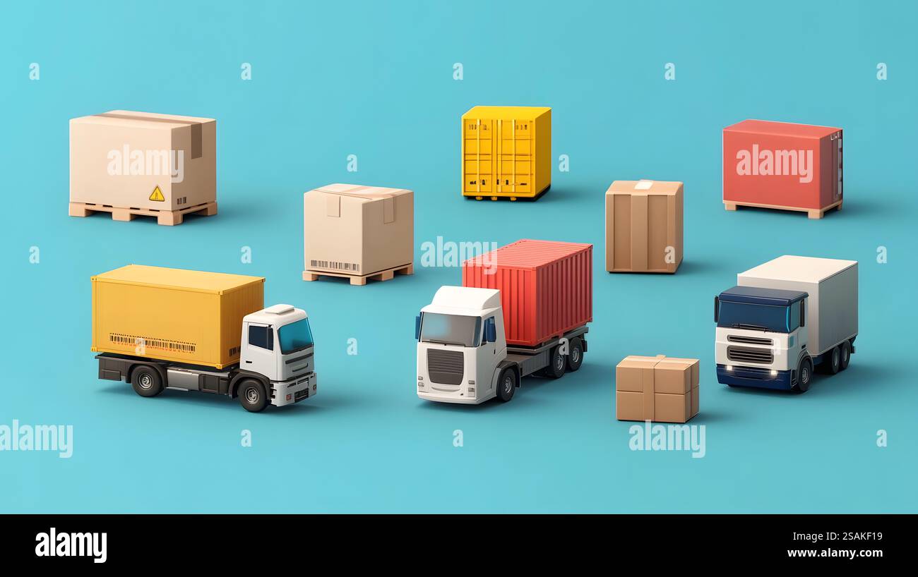 Simplified supply chain icons with soft shadows,clean logistics design ...