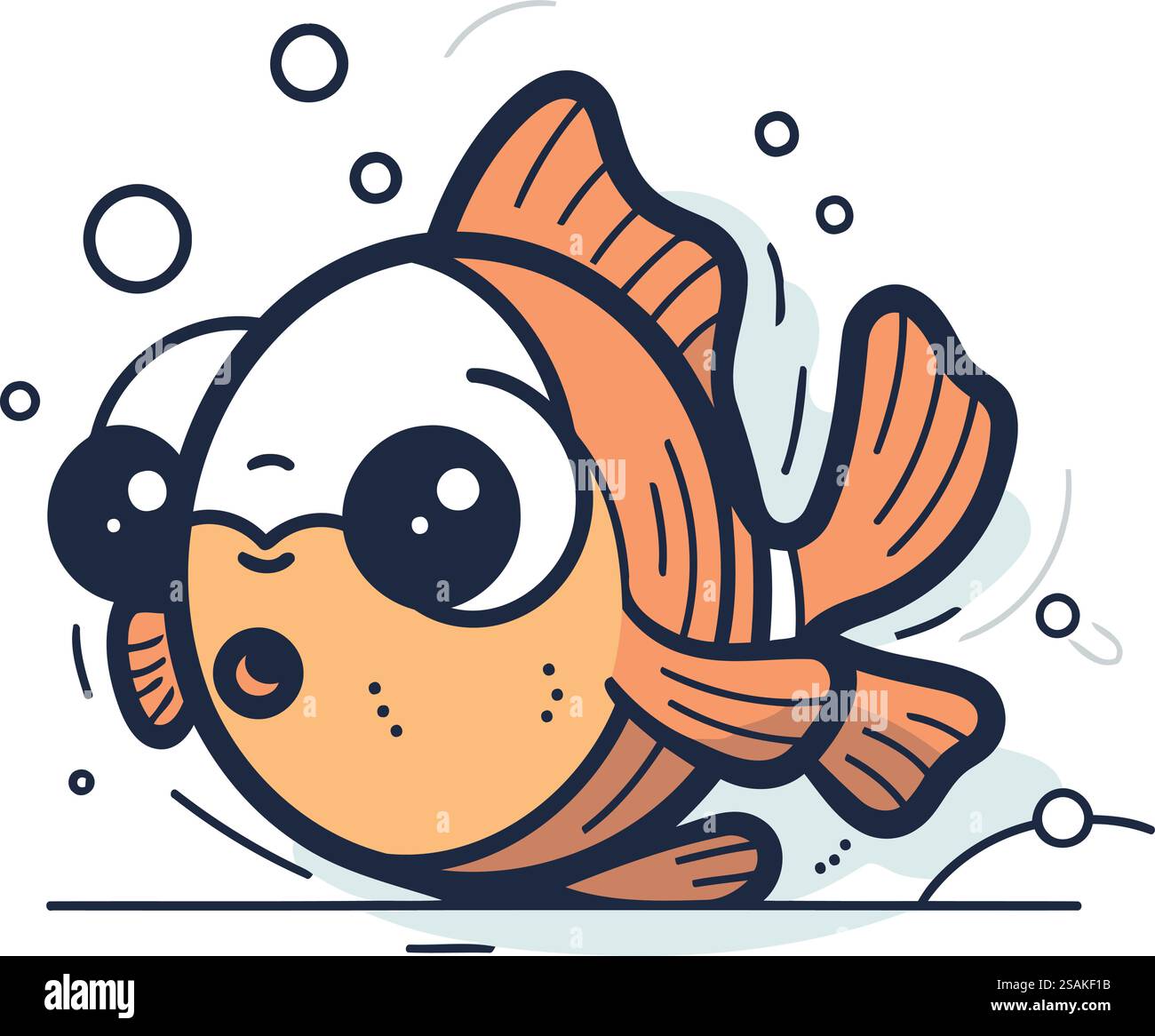 Cute cartoon fish. Vector illustration. Cute fish. Sea life Stock ...