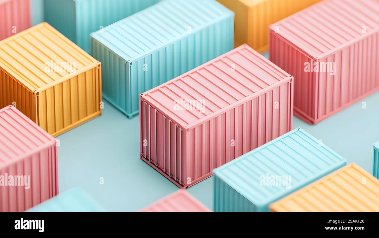 Organized cargo containers in a minimal grid layout,showcasing the ...