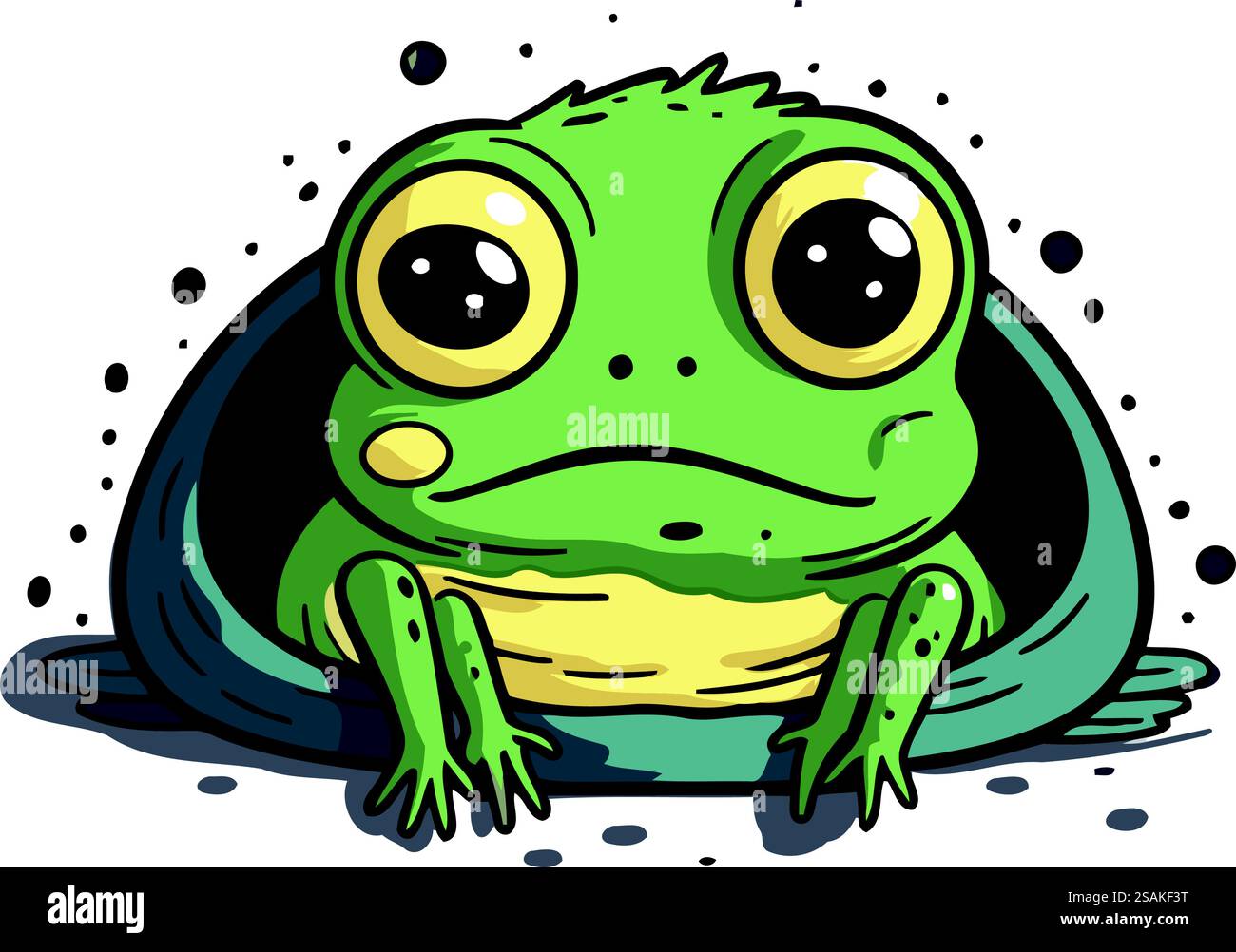 Frog in a hole. Cute cartoon character. Vector illustration Stock ...