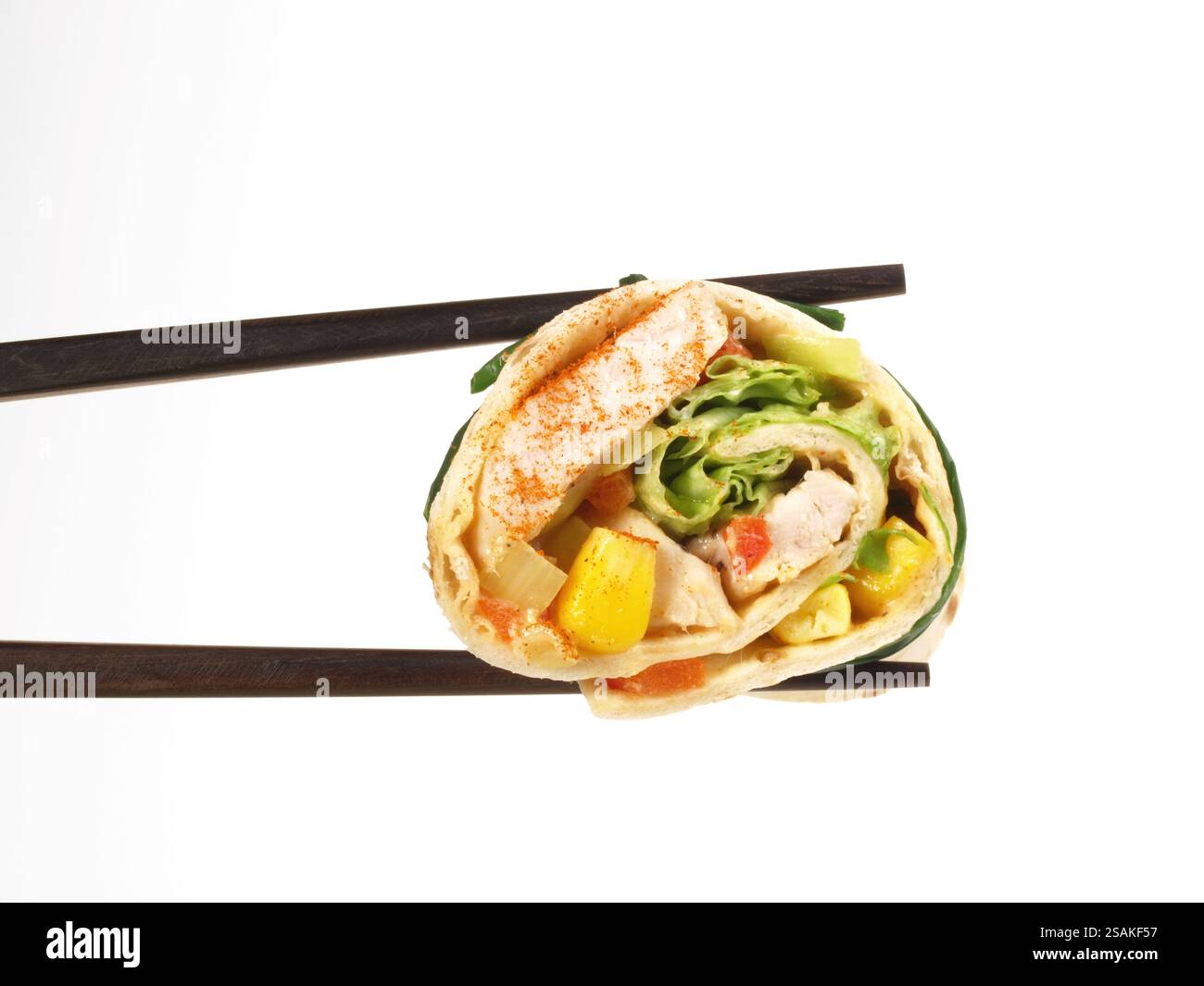 Chicken Wrap with Chopsticks Stock Photo - Alamy