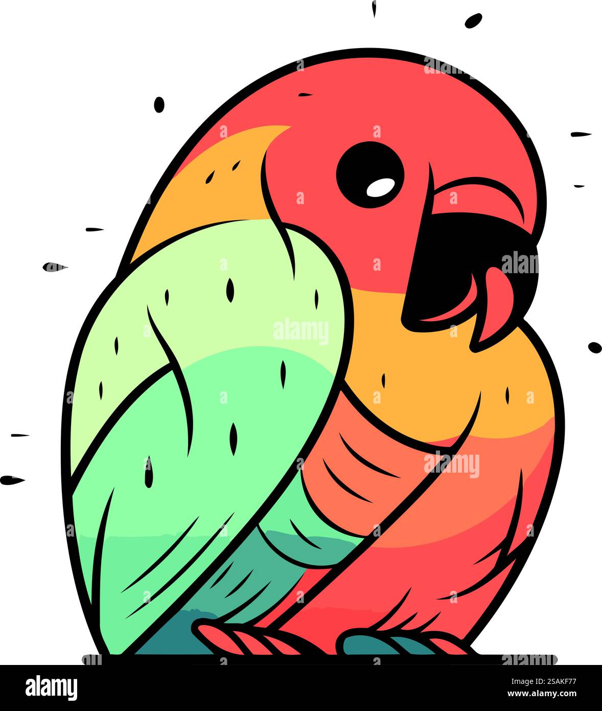 Cute parrot. Hand drawn vector illustration in cartoon style Stock ...