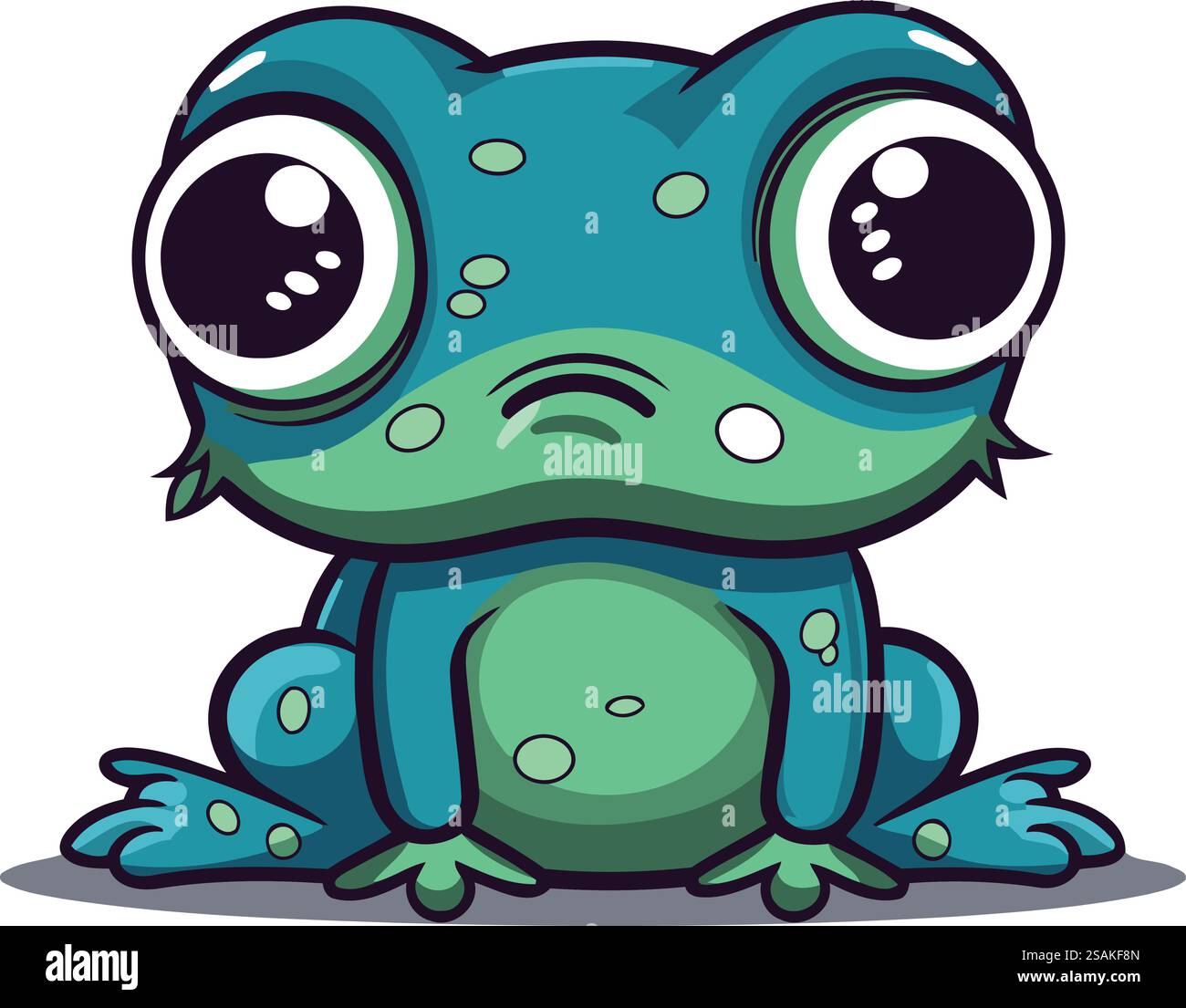Sad frog character cartoon style vector illustration. Funny frog with big eyes Stock Vector ...