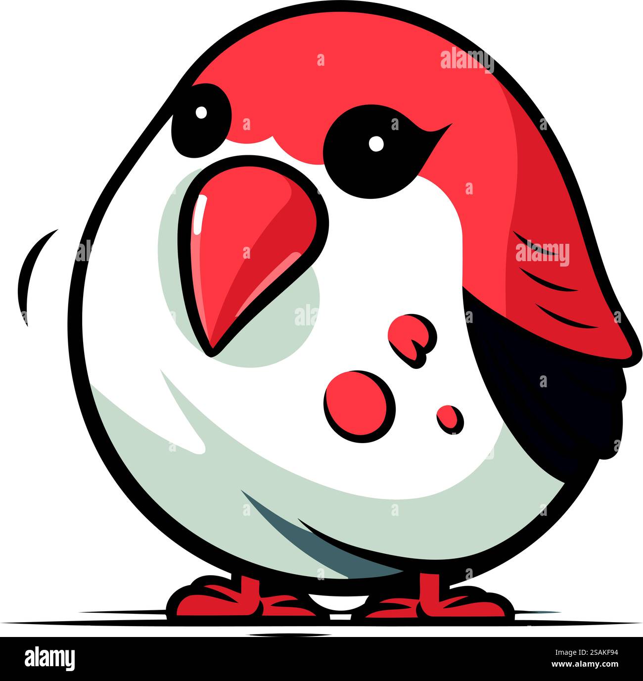 Cute cartoon red cardinal bird isolated on white background. Vector ...