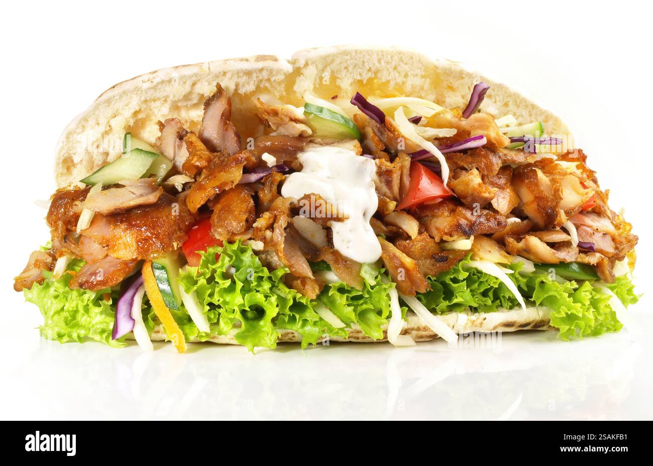 Kebab Sandwich on white Background Stock Photo - Alamy