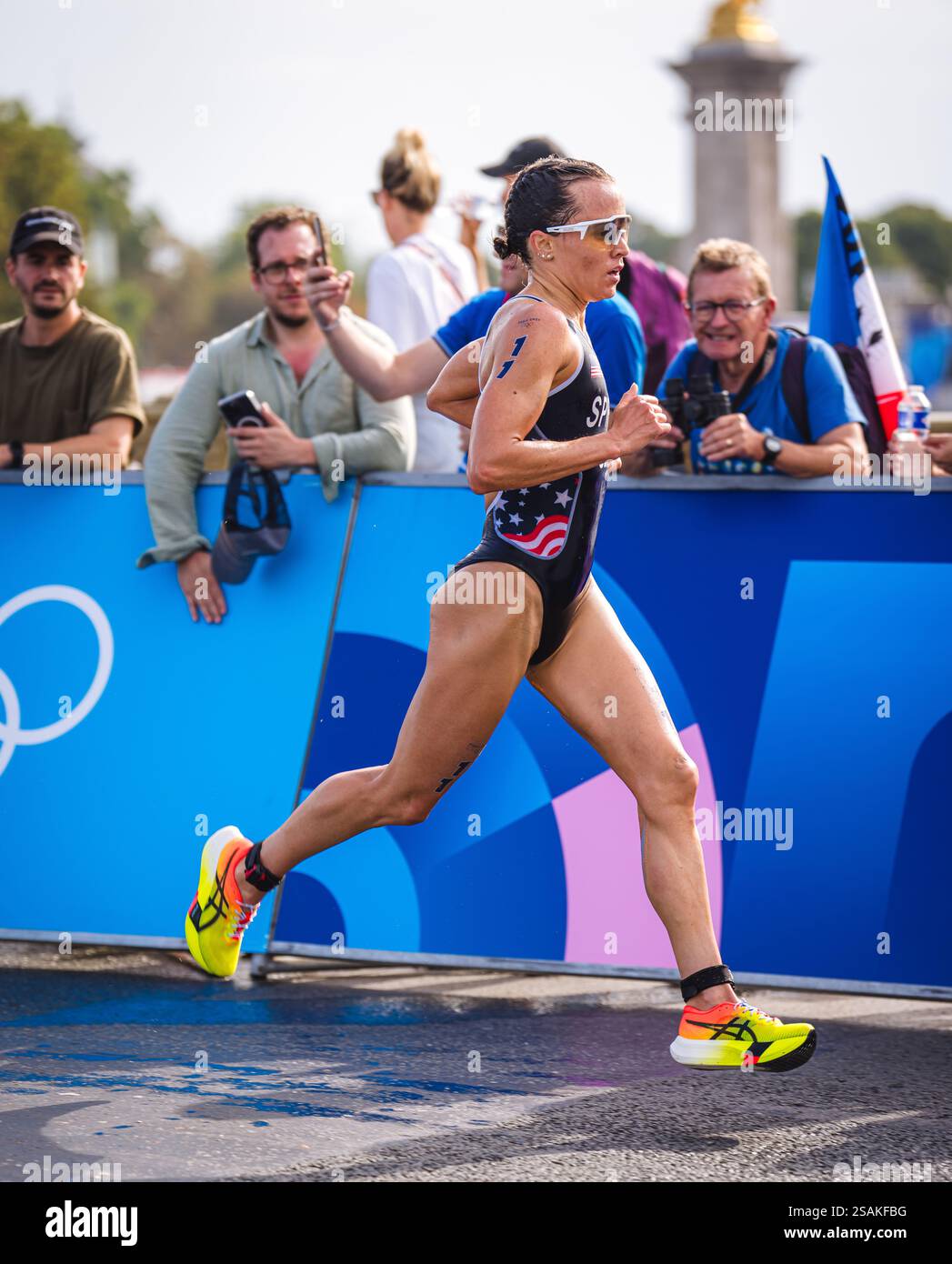 Taylor Spivey participating in the triathlon at the Paris 2024 Olympic ...
