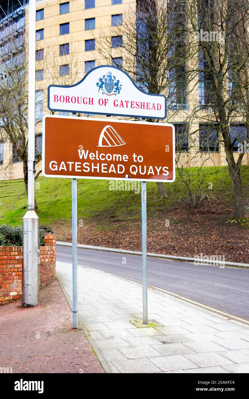 brown tourist sign for gateshead quays in gateshead newcastle upon tyne ...