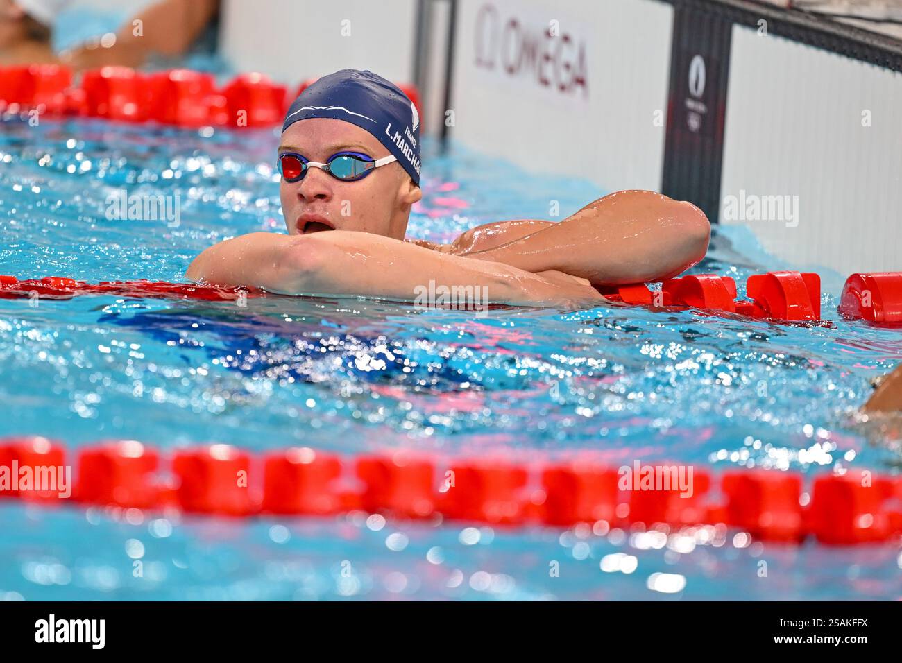 NANTERRE, FRANCE - 30 JULY 2024: Leon Marchand of Team France after the ...