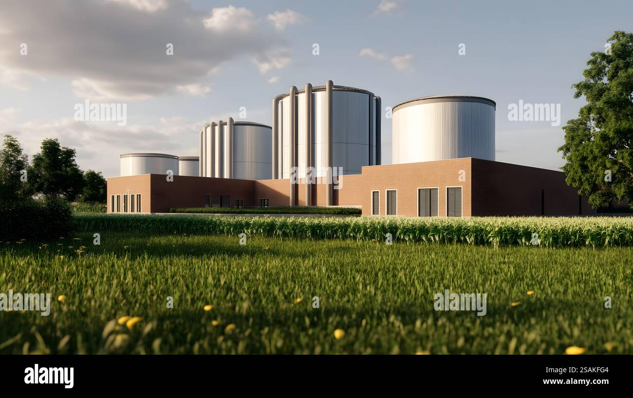 A modern biogas plant that utilizes corn waste and byproducts to ...