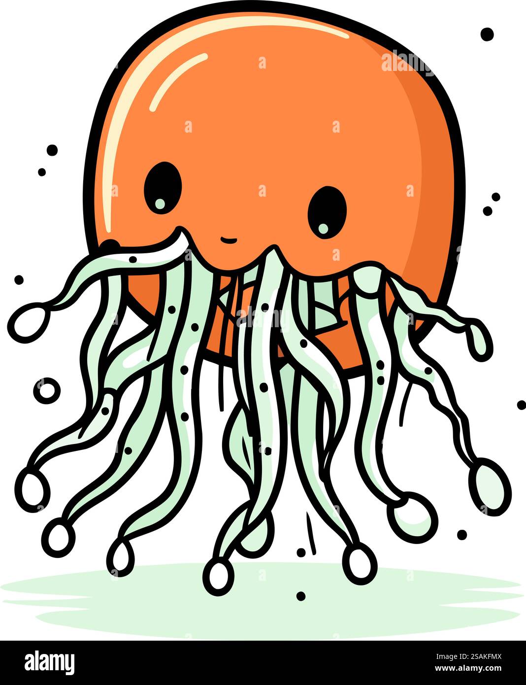 Jellyfish. Vector illustration of a cute cartoon jellyfish Stock Vector ...