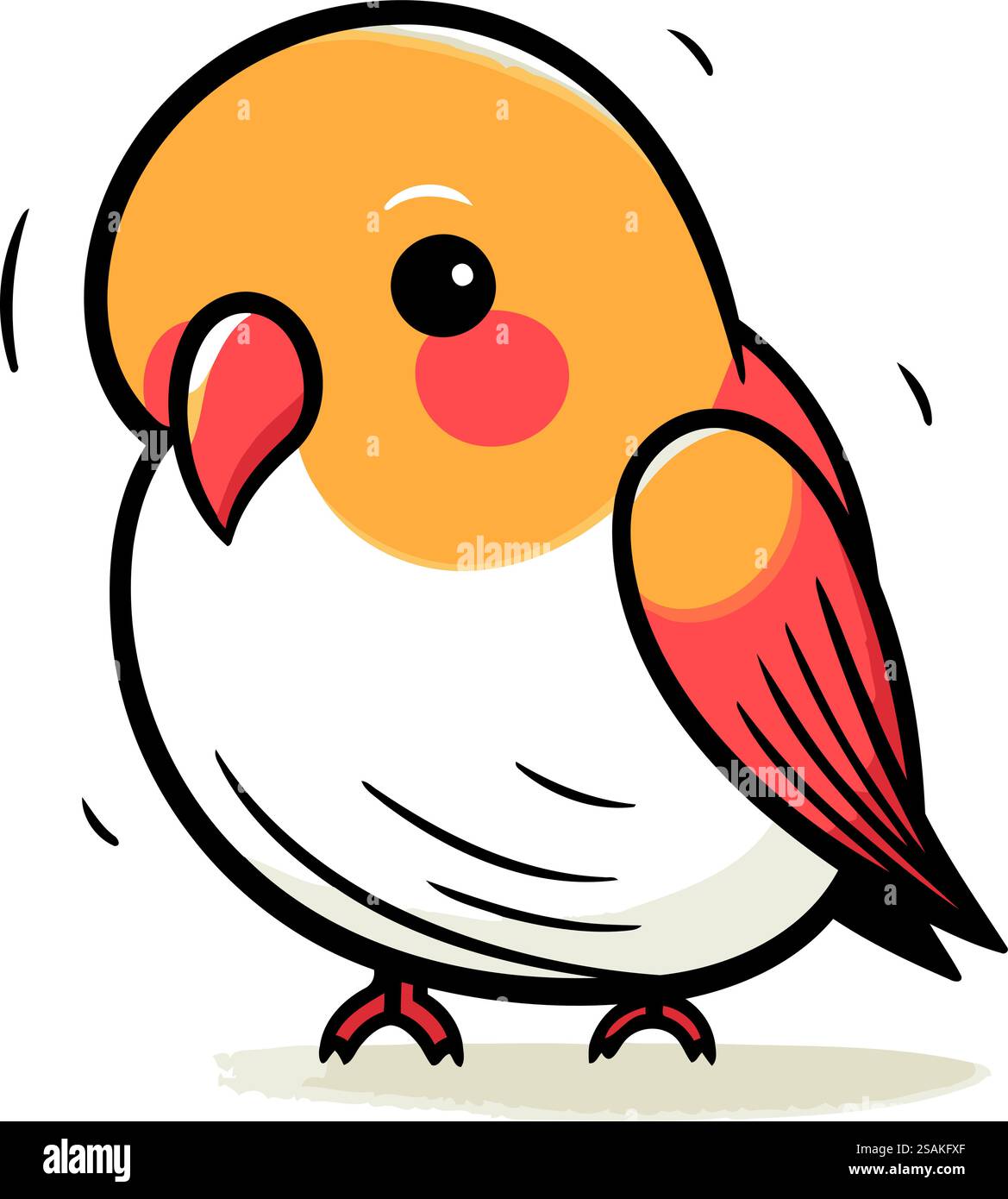 Vector illustration of cute cartoon bird. Isolated on white background ...