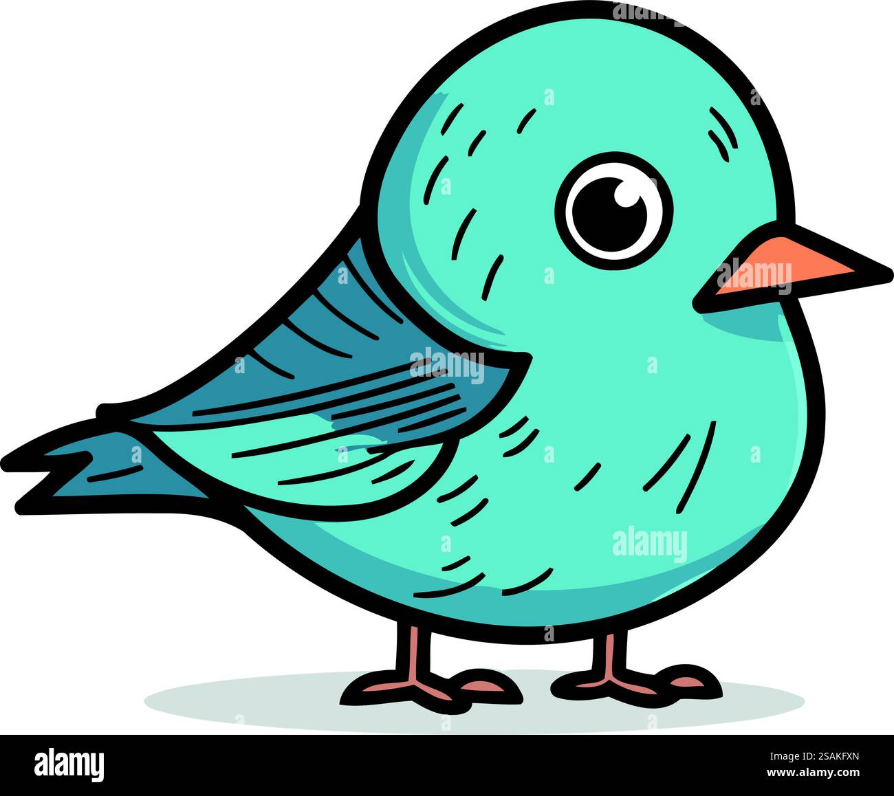 Cute Blue Bird Cartoon Vector Illustration. Isolated on White ...
