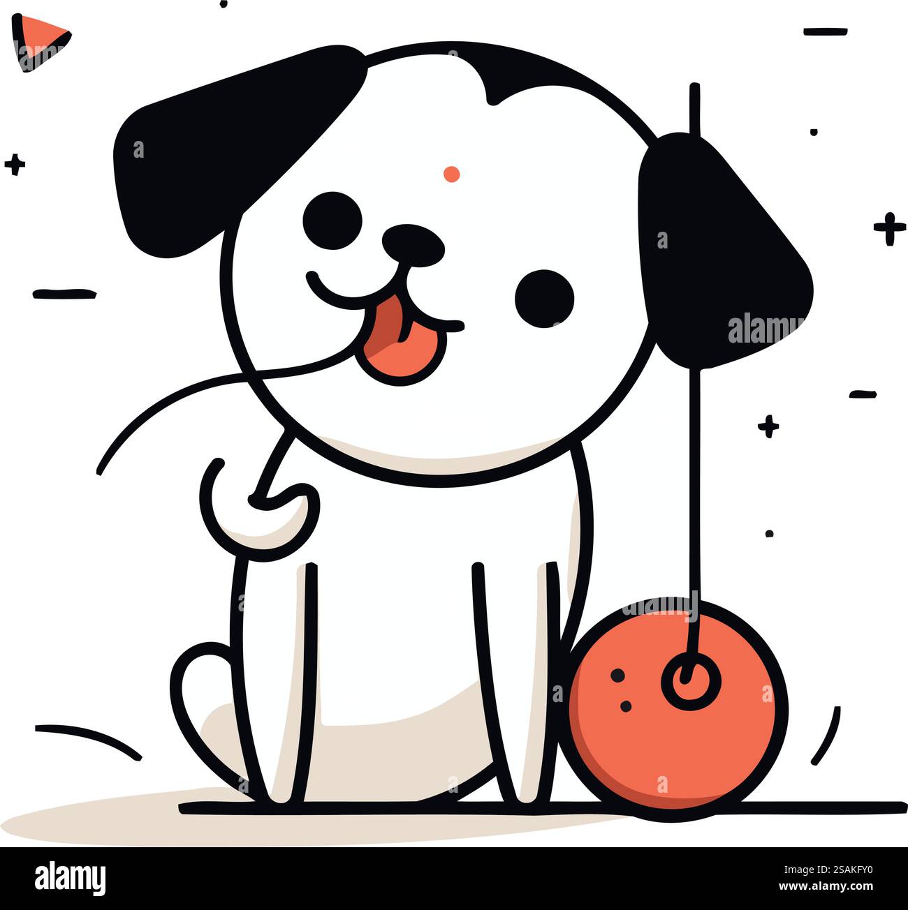 Cute dog playing with ball. Vector illustration in flat style Stock ...