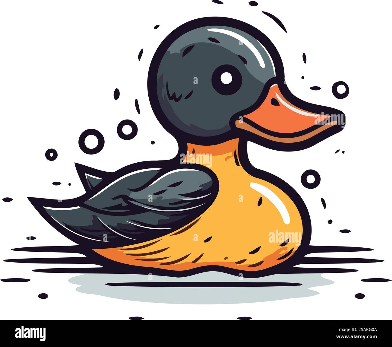Duck cartoon icon. Vector illustration of cute duck on white background ...