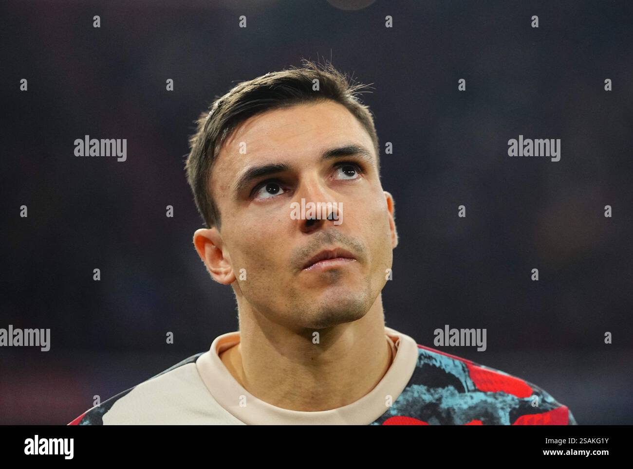 January 29 2025: Raphael Guerreiro (Bayern Munich) looks on during a ...