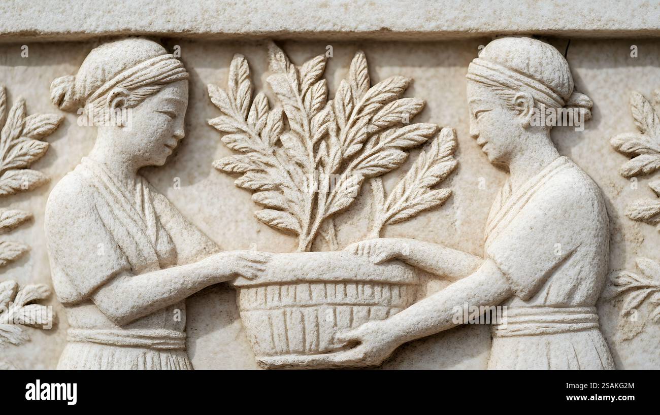 An ancient stone carving depicting the historical significance and ...