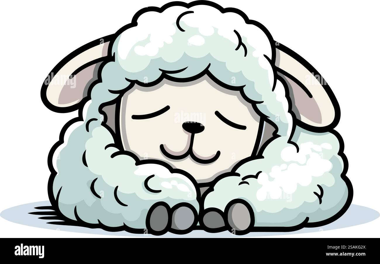 Sheep sleeping on white background. Cute cartoon vector illustration ...