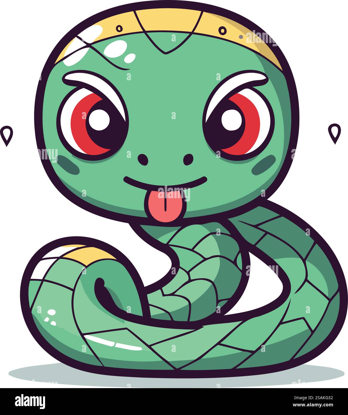 Cute cartoon snake. Vector illustration of a funny snake character ...