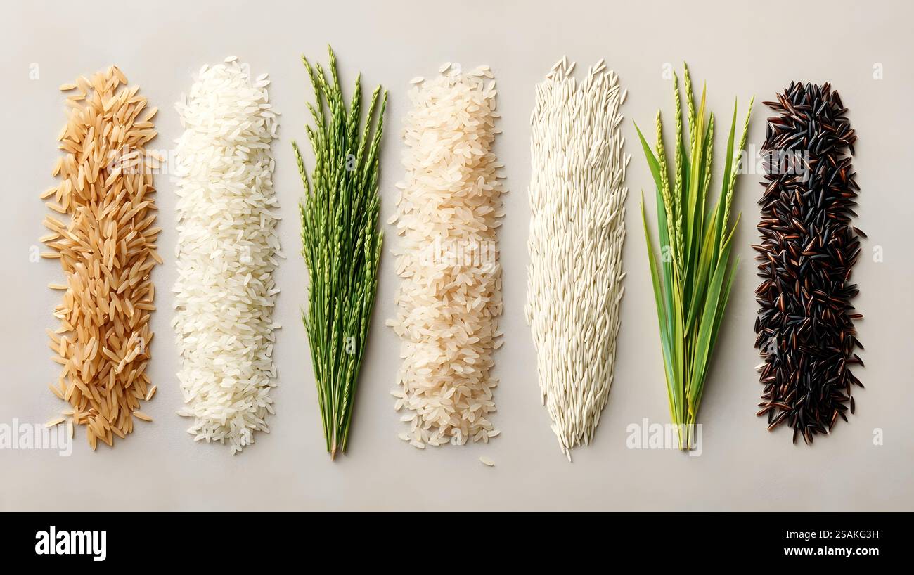 of Rice Biodiversity Showcasing Diverse Grain Varieties Including ...