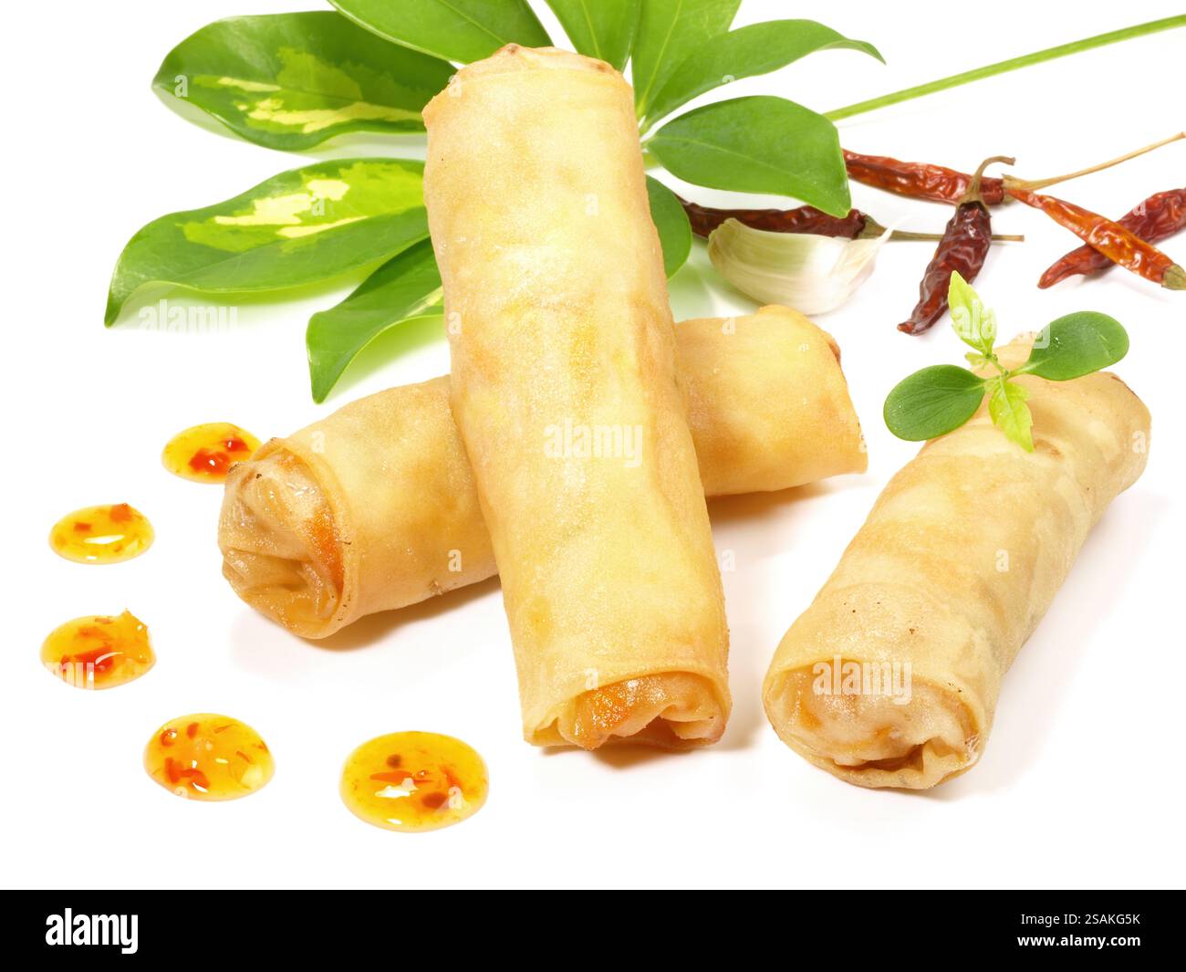Spring Rolls - Fast Food on white Background Stock Photo - Alamy