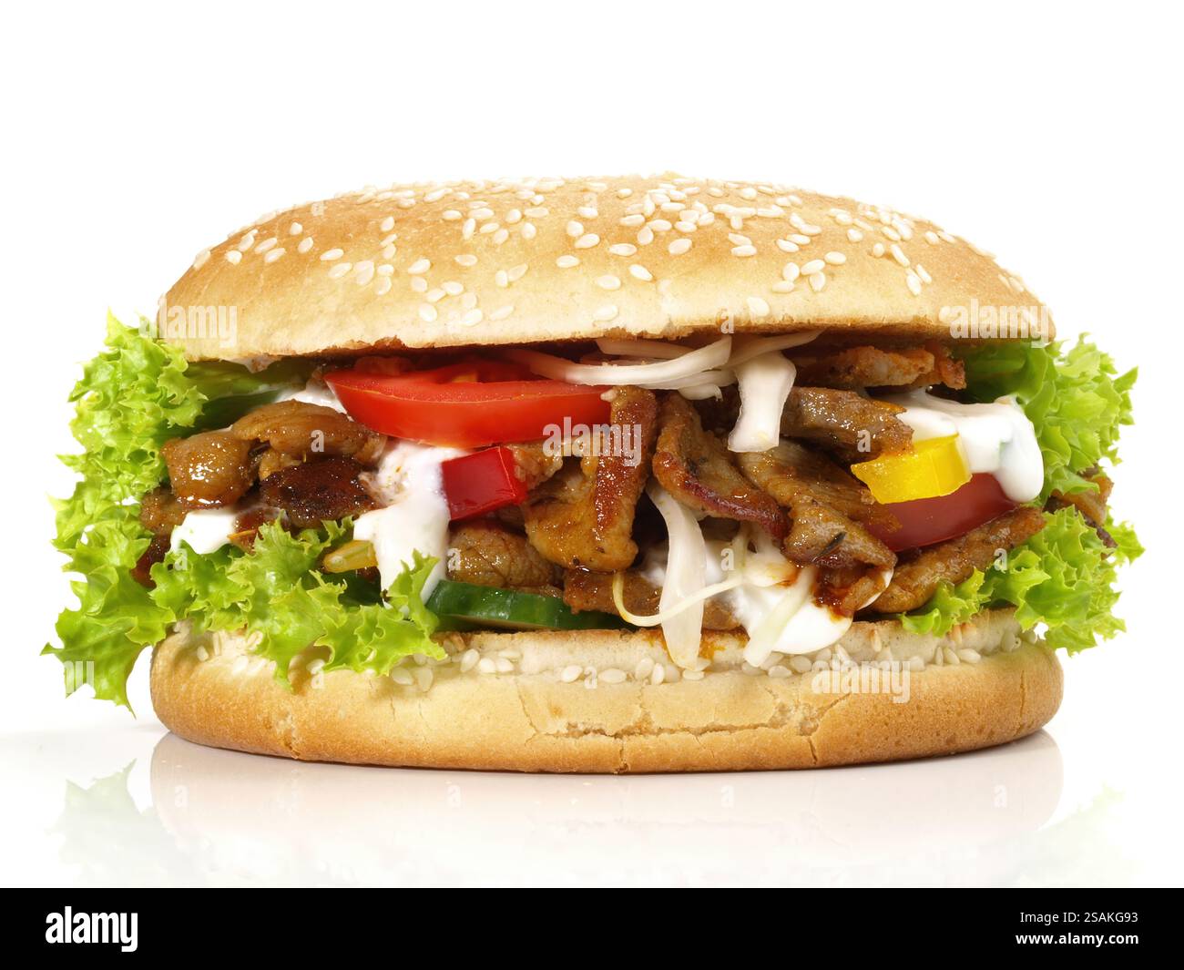 Gyros Hamburger - Fast Food on white Background Stock Photo - Alamy