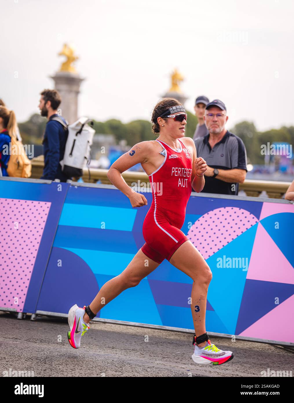 Lisa Perterer participating in the triathlon at the Paris 2024 Olympic ...