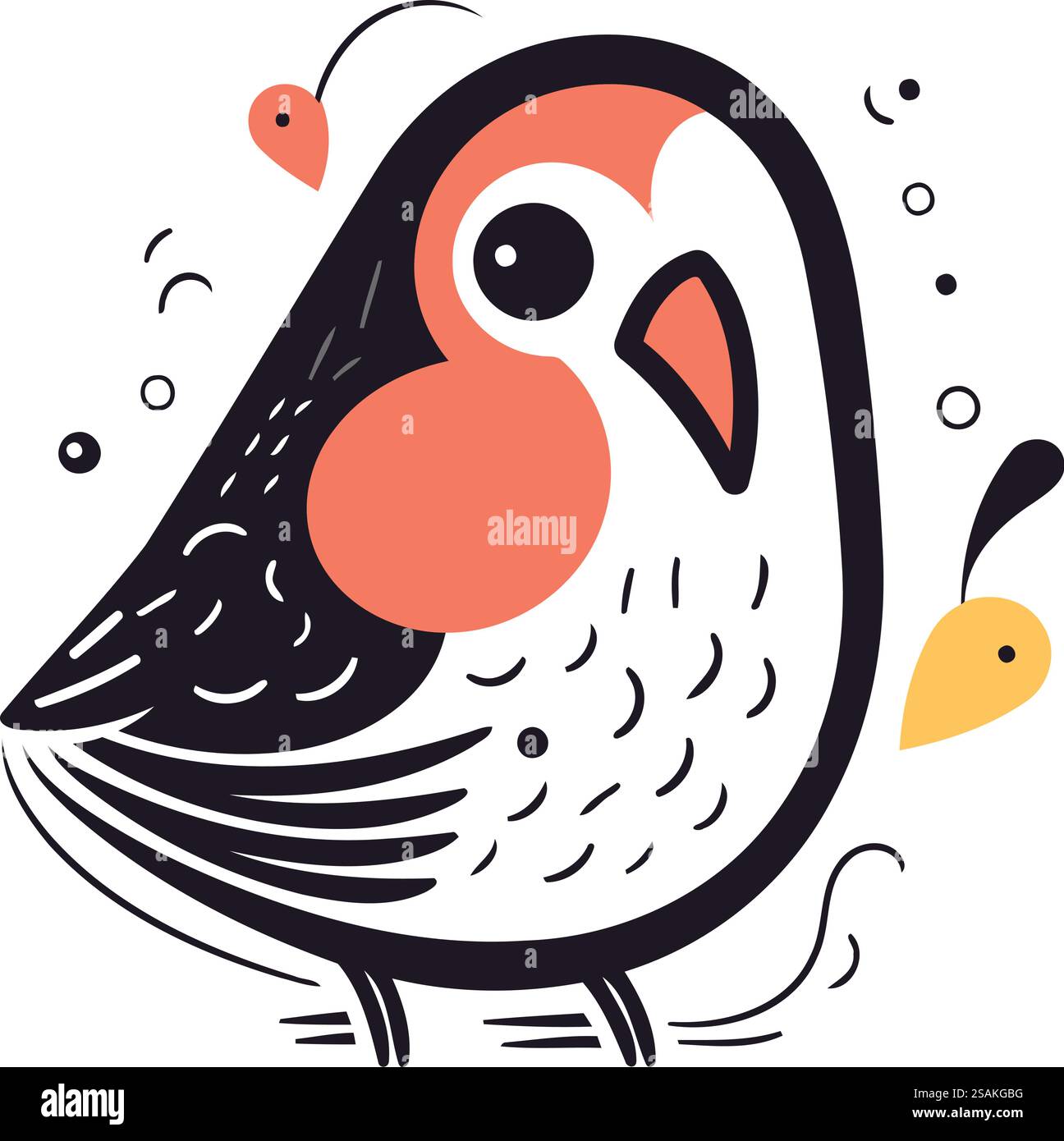 Cute little bird. Hand drawn vector illustration in cartoon style Stock ...