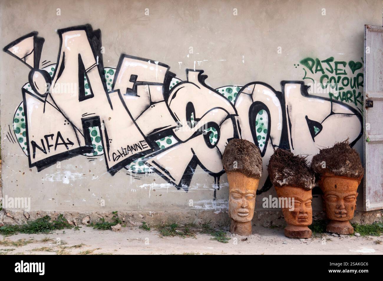 Africa Tanzania, Zanzibar, East Coast, Paje, Aesop, name graffiti on ...