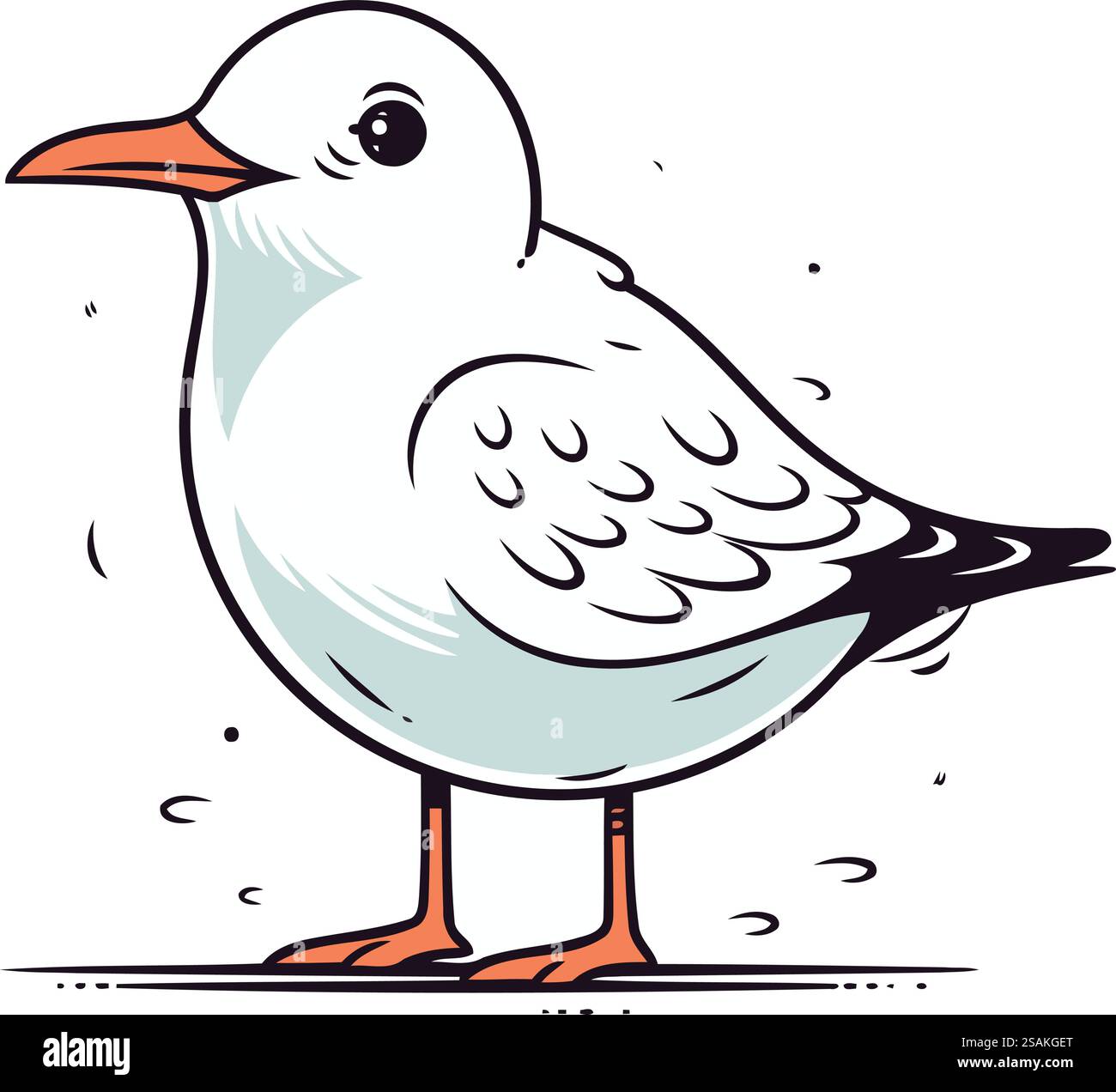 Seagull isolated on white background. Vector illustration in sketch ...