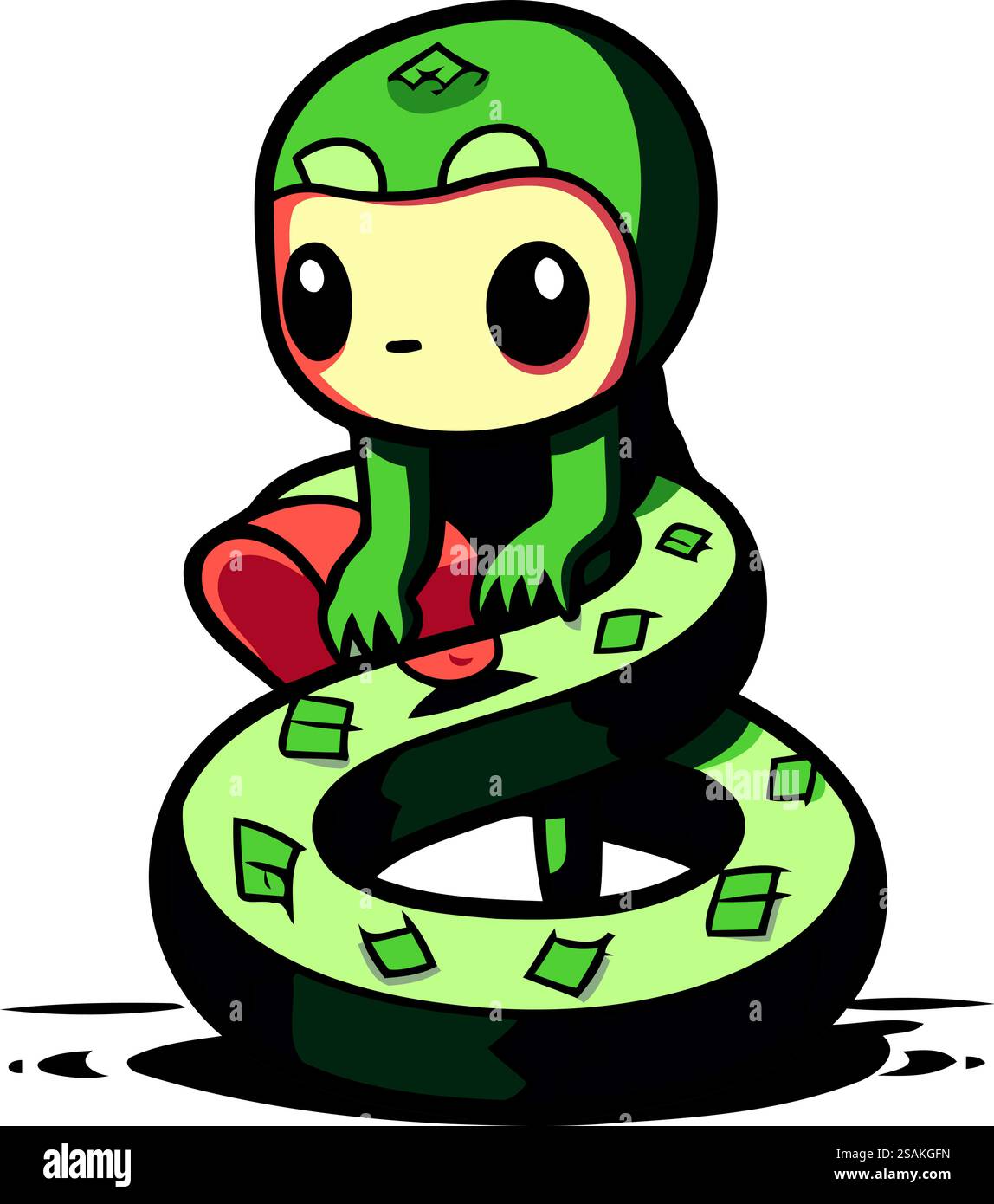 Cute Snake Cartoon Mascot Character. Vector Illustration Stock Vector ...