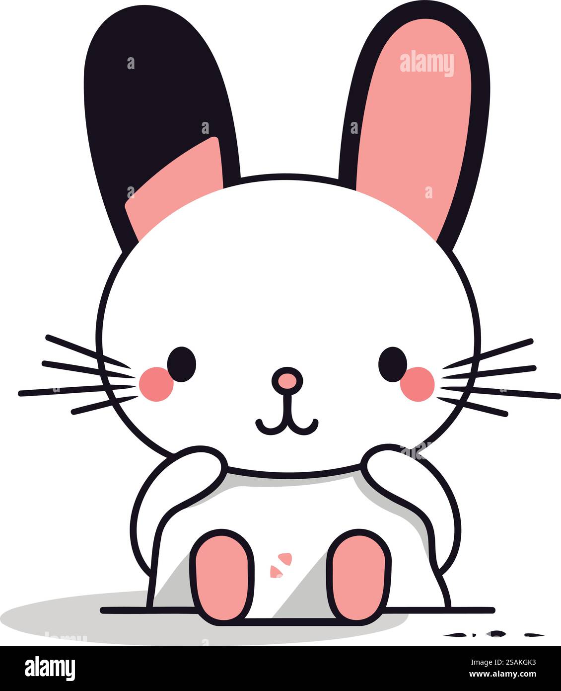 Cute white rabbit character. Vector flat cartoon illustration. Isolated ...