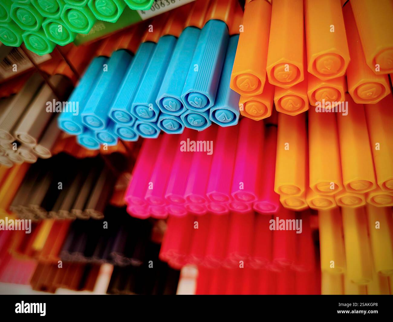 Vibrant Marker Spectrum in Stationery Store Eye-Level View Stock Photo ...