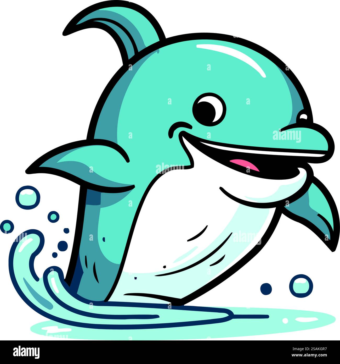 Cartoon cute little dolphin. Vector illustration isolated on white ...