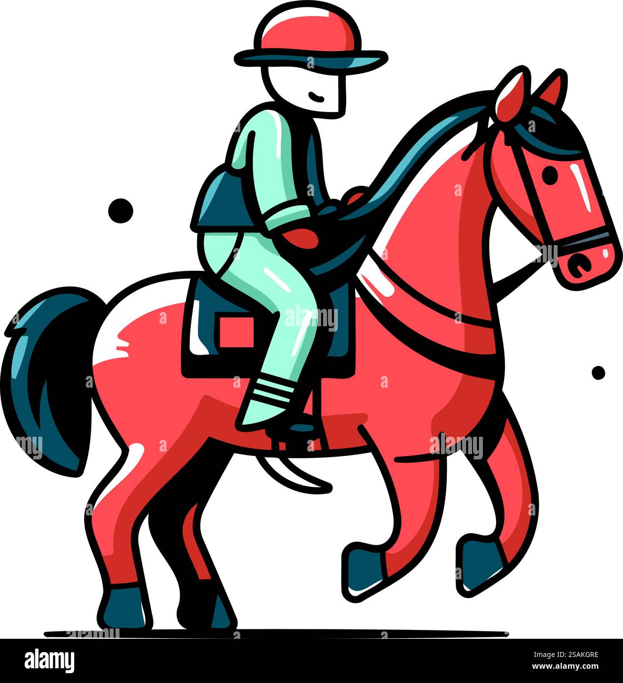 Horseman riding on gallop. Vector illustration in cartoon style Stock ...