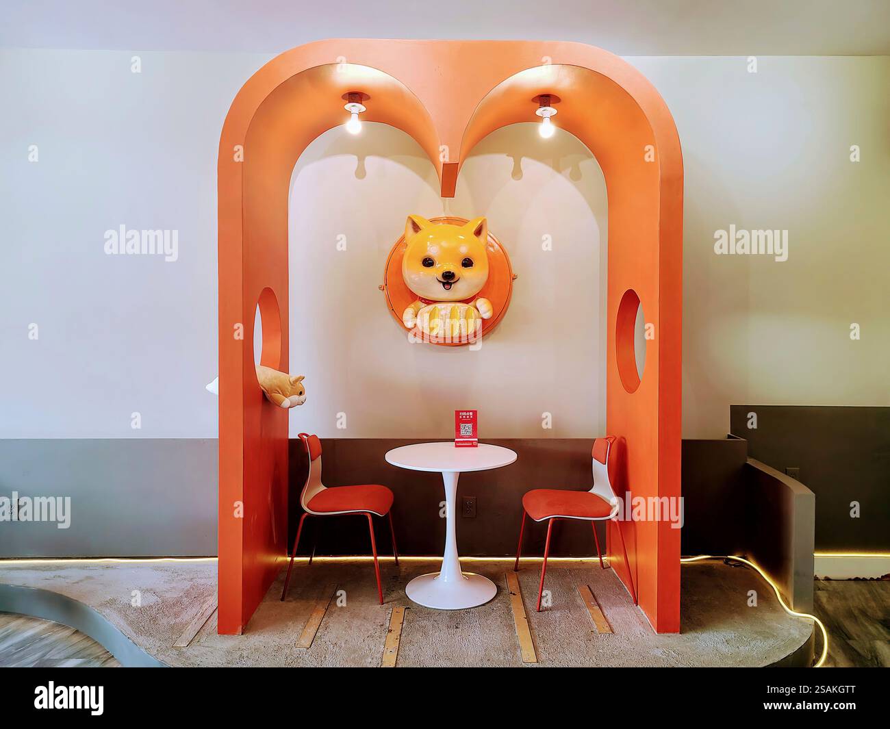 Playful Cat-Themed Cafe Alcove in Modern Setting Eye Level View Stock ...